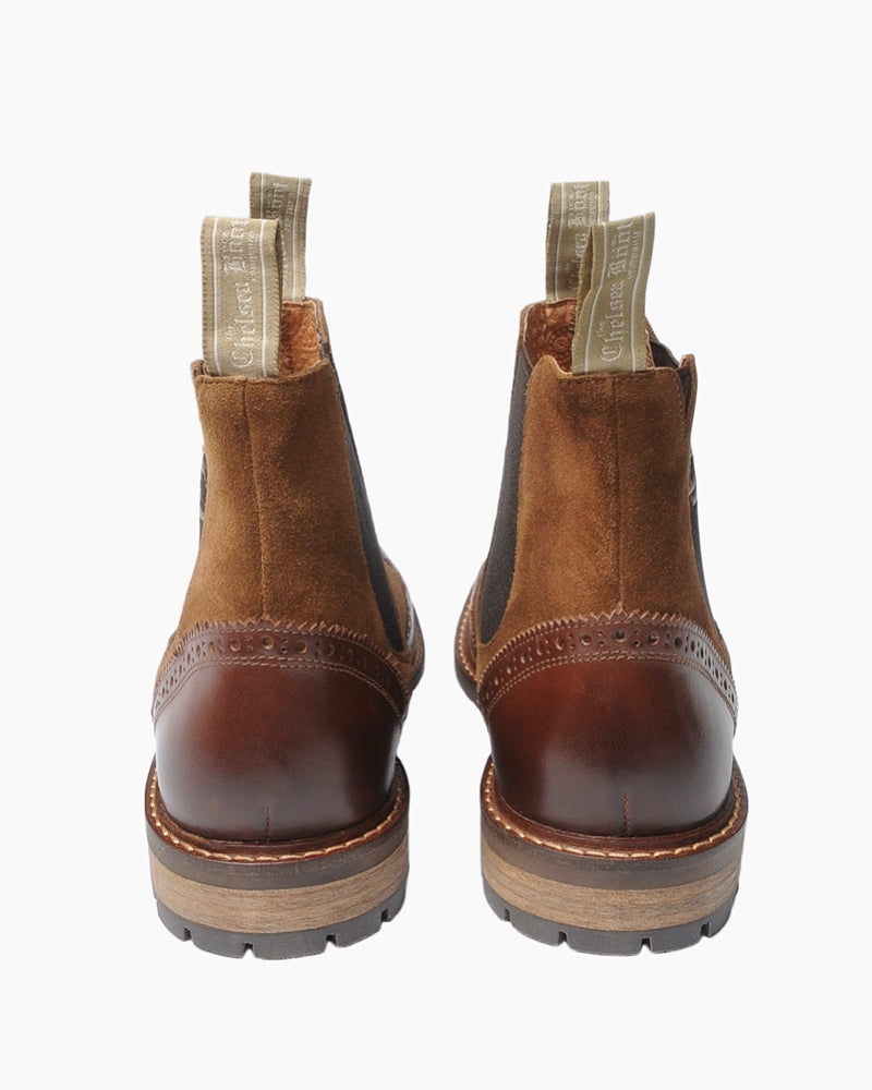 Men's Two Tone Brogue Boot | Brown Leather and Suede Combo – The ...